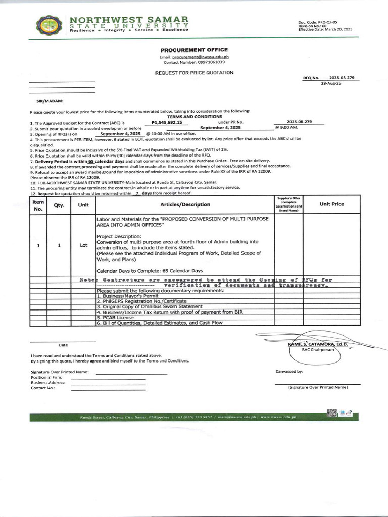Request For Quotation | PDF