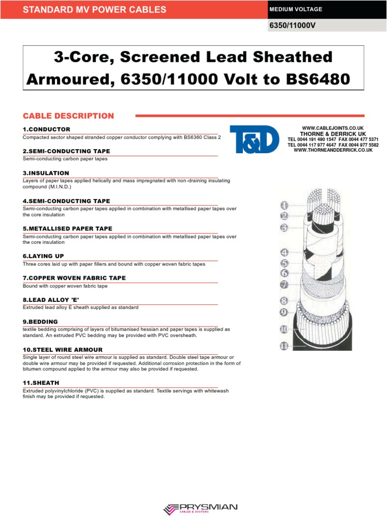 11kV 3 Core PILC SWA BS6480 Cable Specification | Wire | Cable