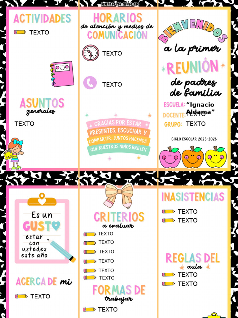 Tríptico 1 Reunion Padres de Familia Editable | PDF