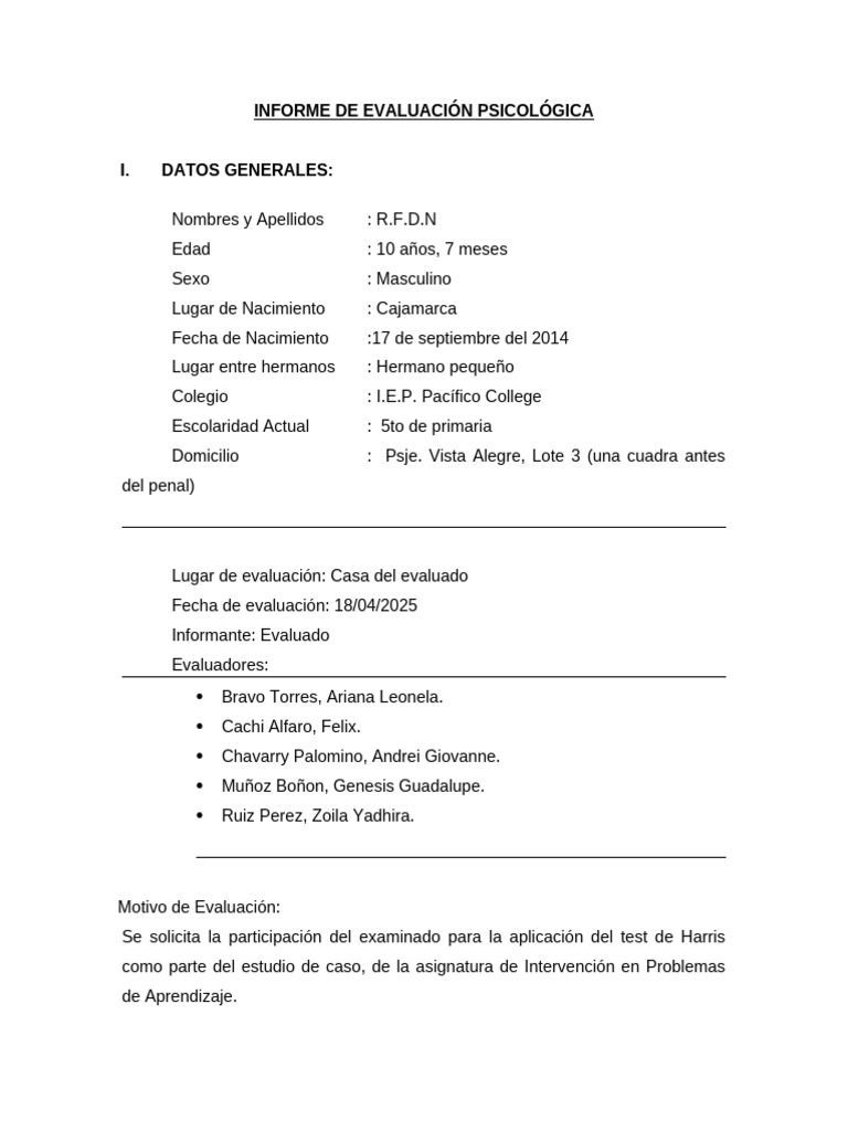 Modelo de Informe - Harris Tarea 1 | PDF | Neurociencia | Ciencia cognitiva
