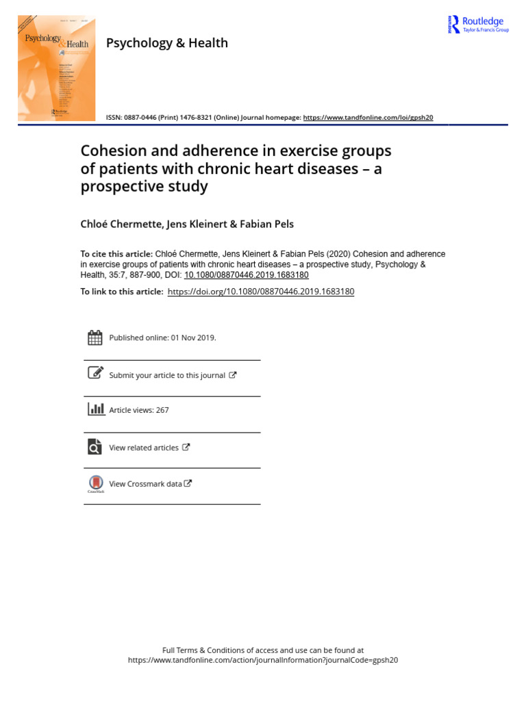 Cohesion and adherence in exercise groups of patients with chronic ...