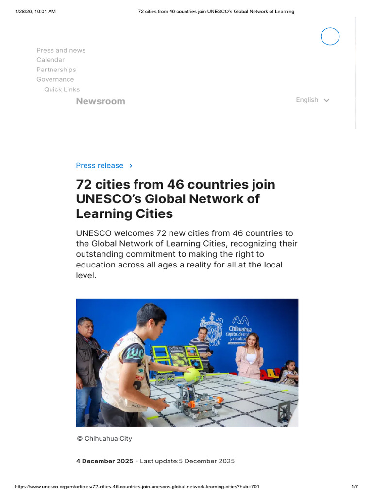 72 Cities From 46 Countries Join UNESCO's Global Network of Learning ...