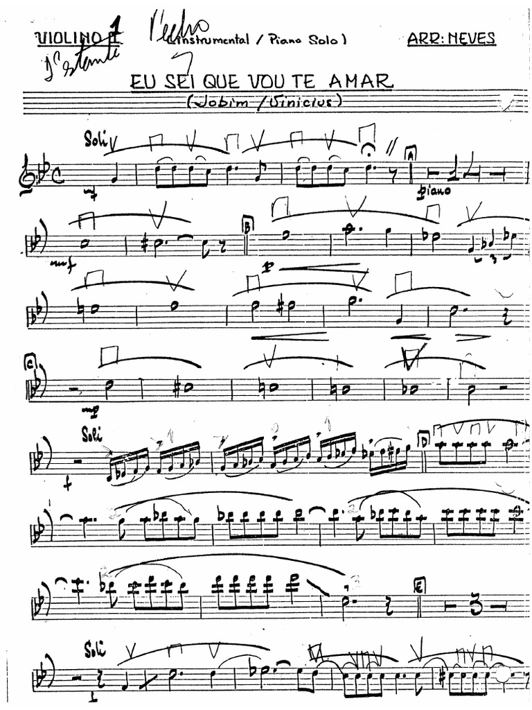 Eu Sei Que Vou Te Amar - Violino 1 | PDF
