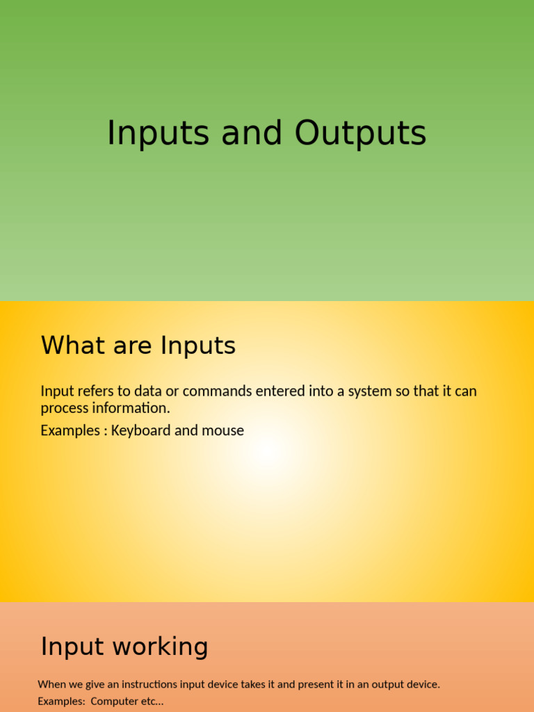 Inputs and Outputs | PDF