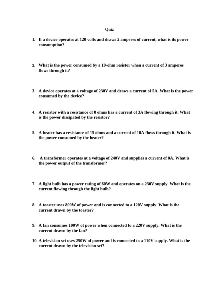 Power Quiz | PDF