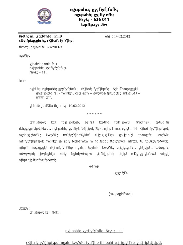 Ngupahu Gy Fiyf Fofk : Ngupahh Gy Fiy Efh Nryk - 636 011 Tzpftpay Jiw | PDF