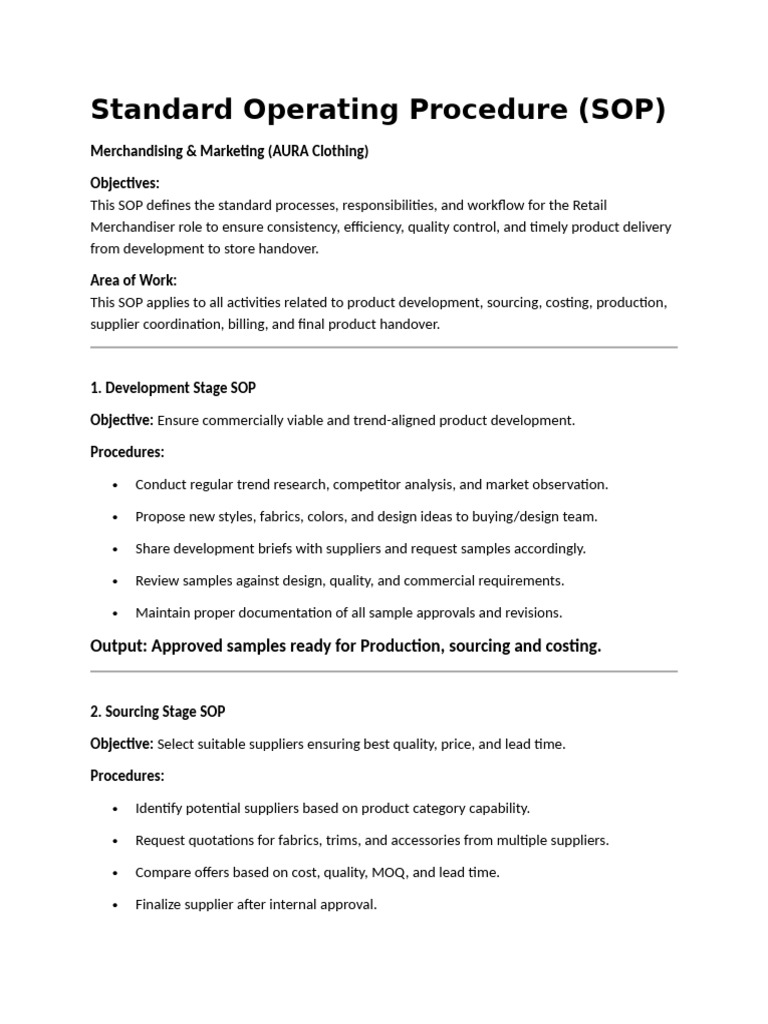 Merchandiser SOP | PDF | Supply Chain | Invoice