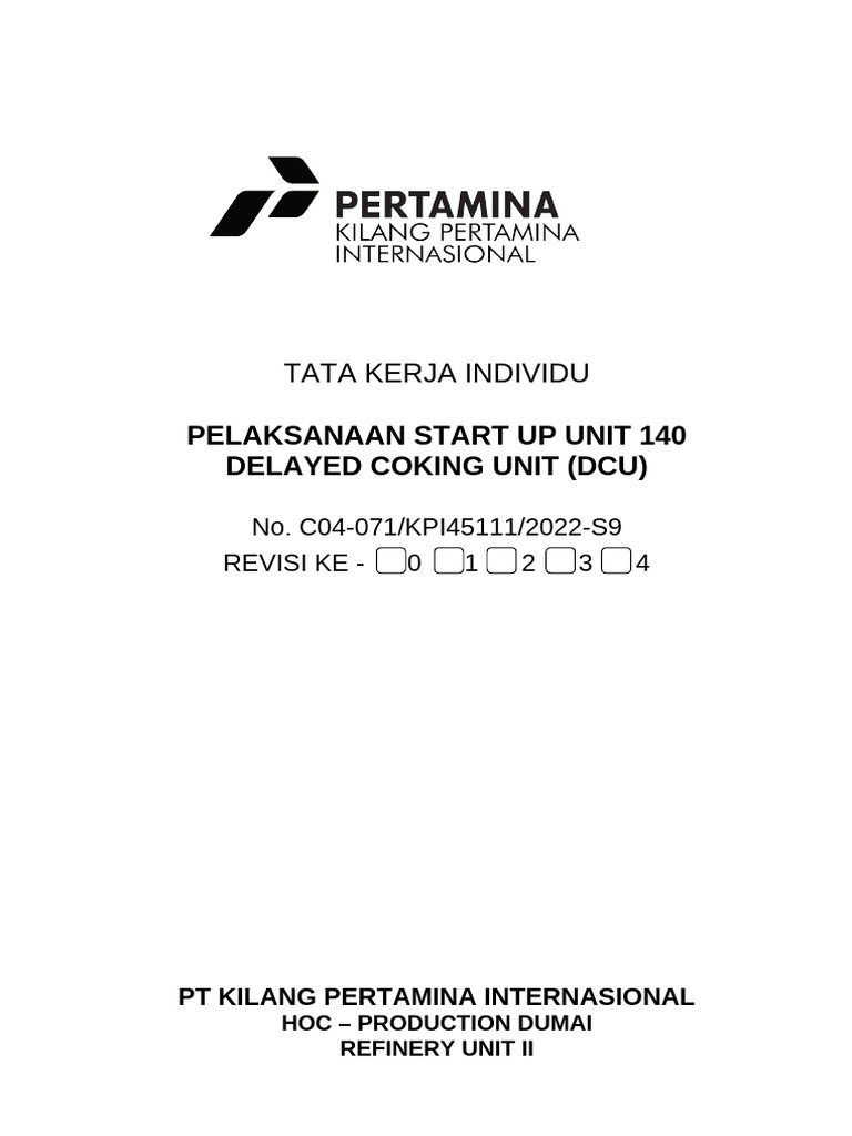 C04-071 Start Up Unit 140 Draft Revisi | PDF