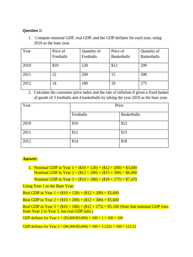 Exercise - Pre Test - ANSWER KEY | PDF | Inflation | Real Gross ...
