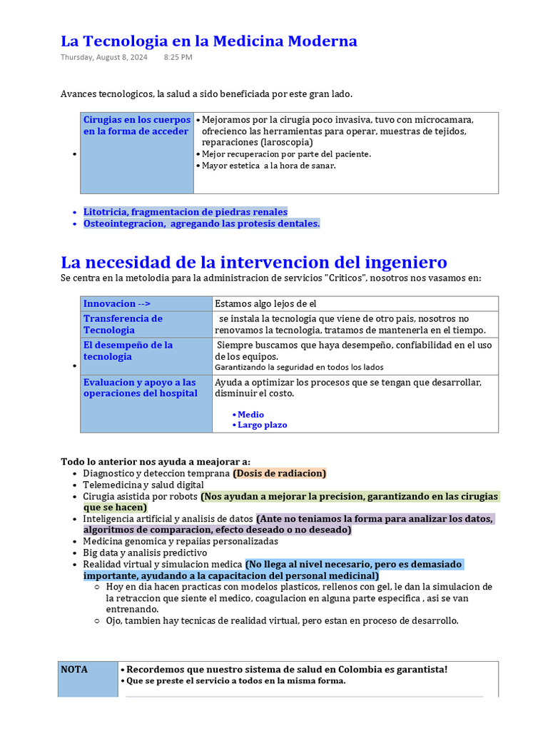 La Tecnologia en La Medicina Moderna | PDF | Dispositivo médico | Medicina