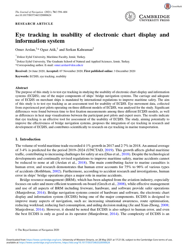 Eye Tracking in Usability of Electronic Chart Display and | PDF ...