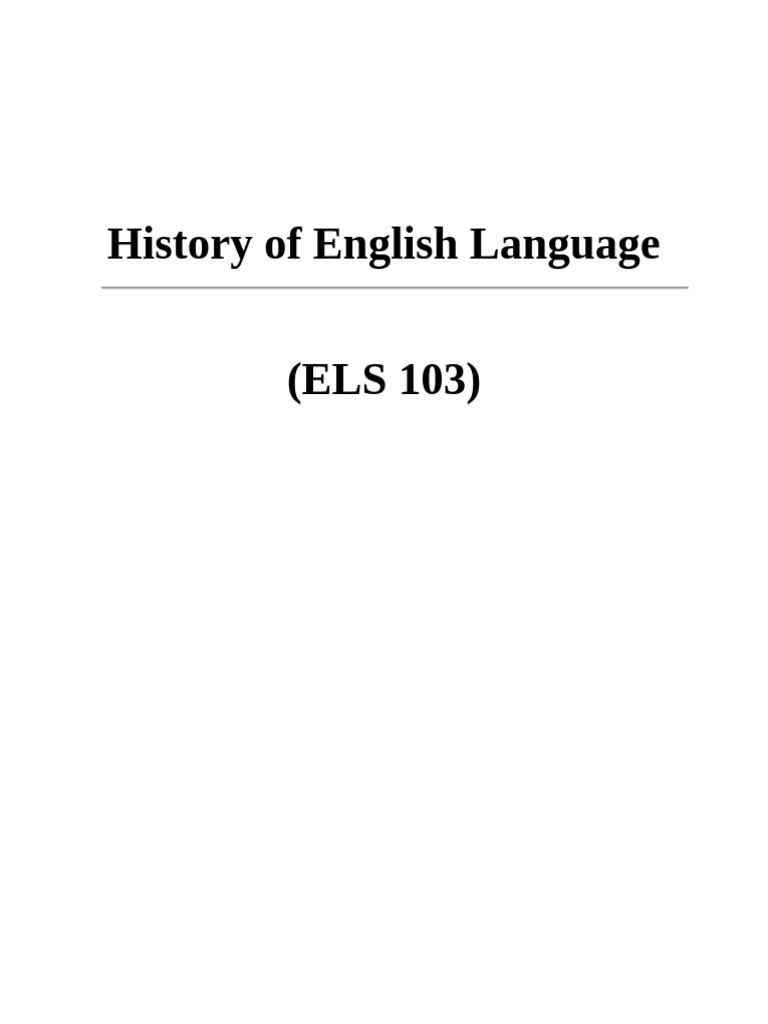 Els 103 History of English Language | PDF | Semantics | Morphology ...