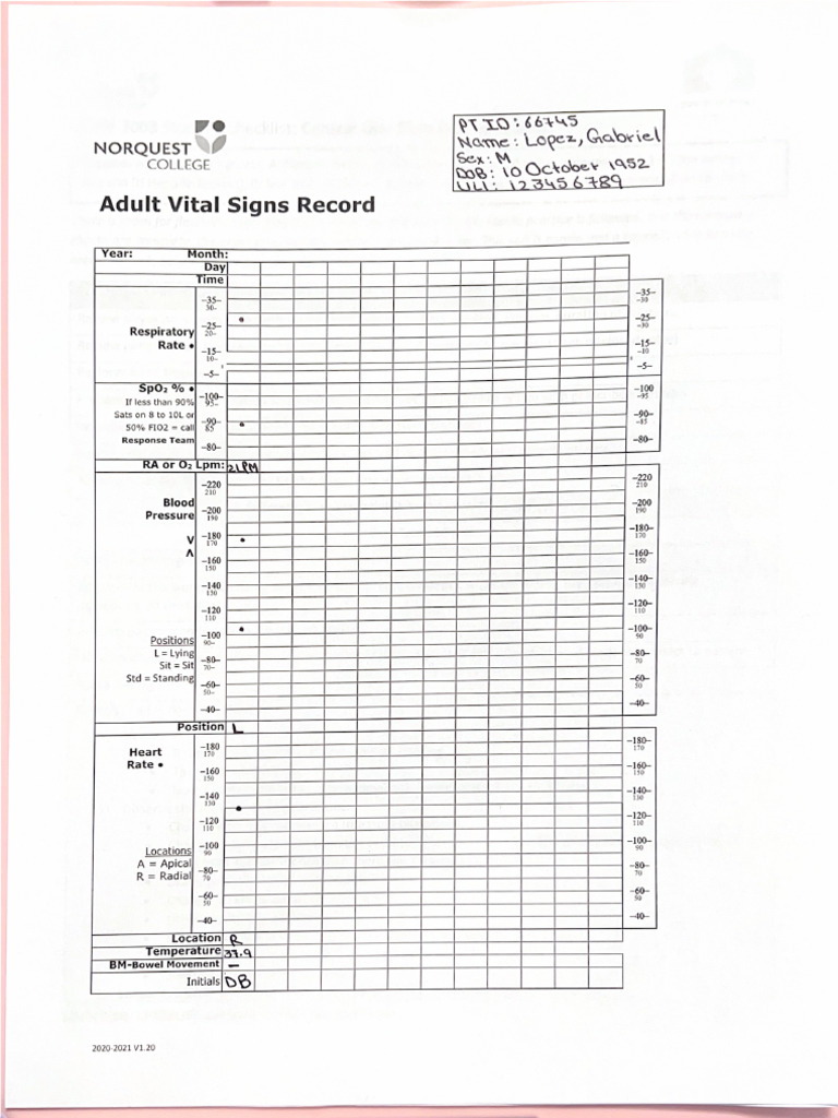 Adult Vital Signs Record | PDF