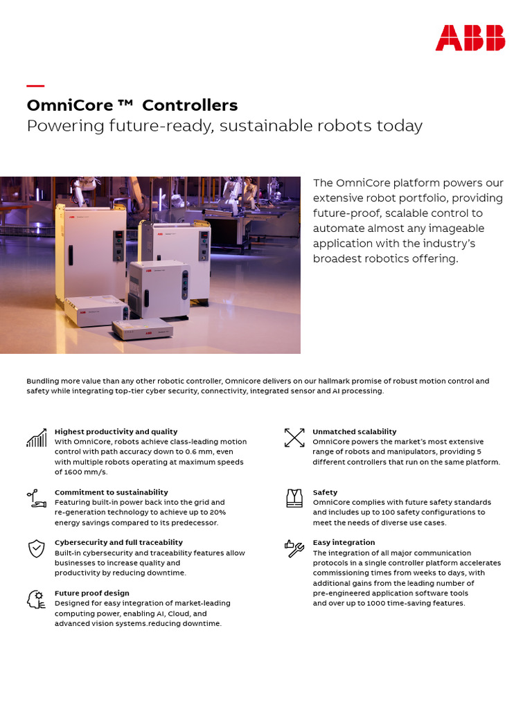 OmniCore Controller Datasheet E10 C30 C90XT V250XT V400XT | PDF ...