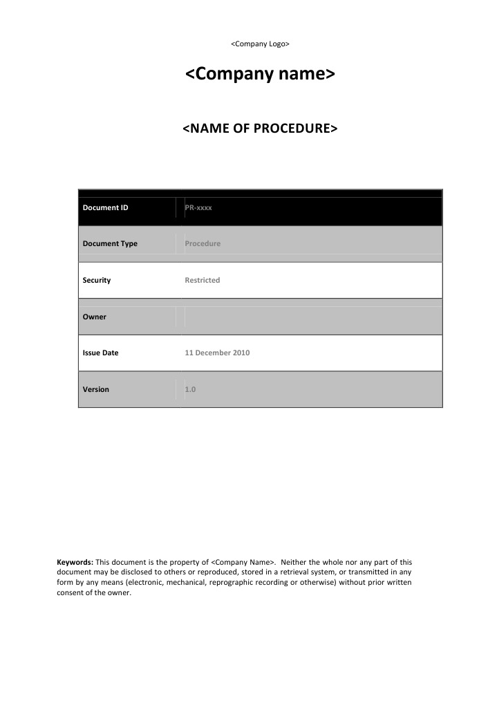 ISMS Procedure Template | Technology | Computing