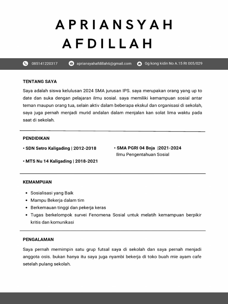 Putih Abu Abu Profesional CV Resume Konten Editor Template_20240903 ...