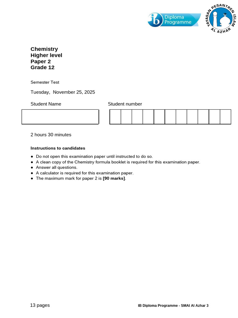 Paper 2 HL G.12 ASAS (3 Students) +Cover | PDF | Acid | Carbon