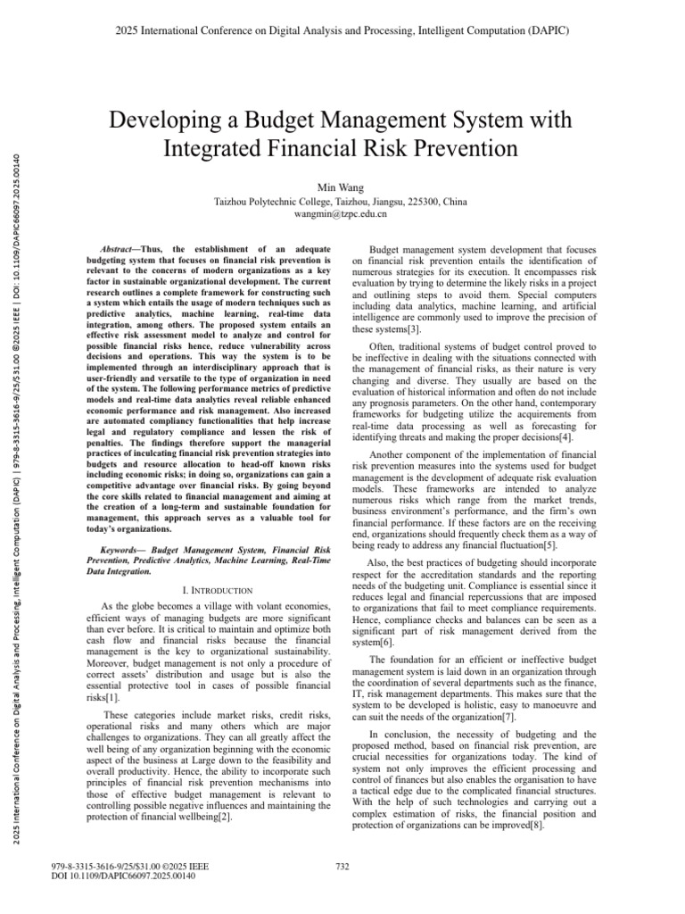 Developing a Budget Management System With Integrated Financial Risk ...