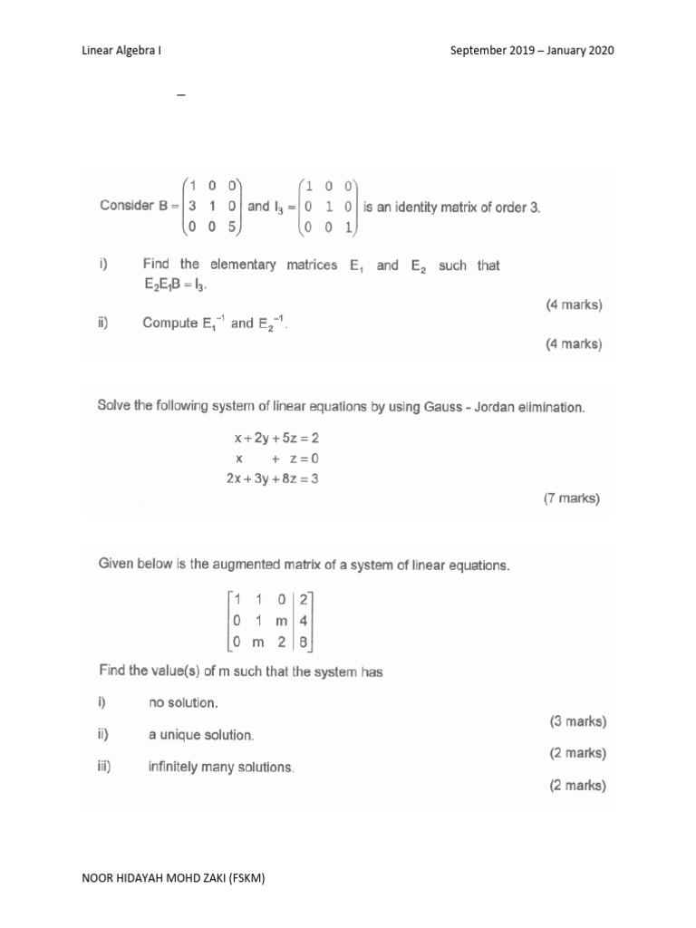 Tutorial 2 - Systems of Linear Equations | PDF
