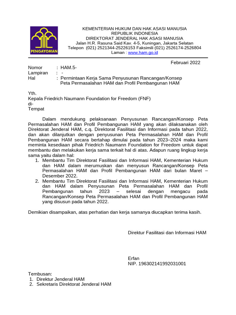 Permintaan Kerja Sama FNF | PDF