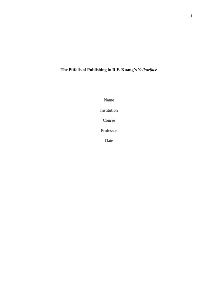 The Pitfalls of Publishing in R.F. Kuang’s Yellowface | PDF