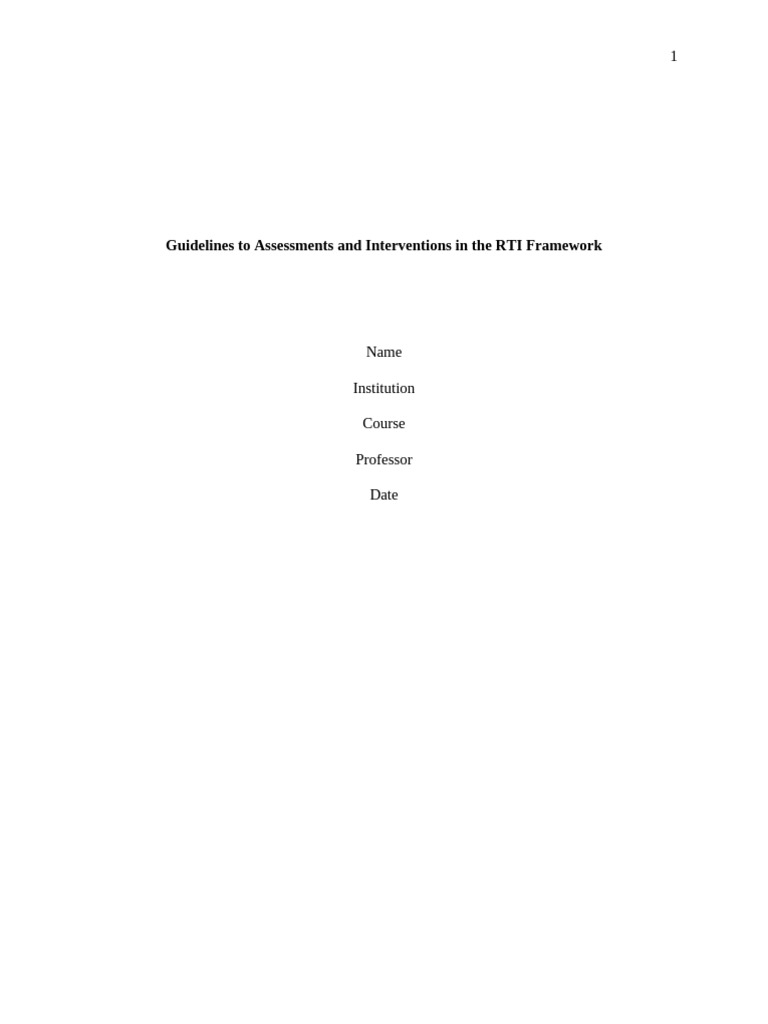 Guidelines to Assessments and Interventions in the RTI Framework | PDF ...