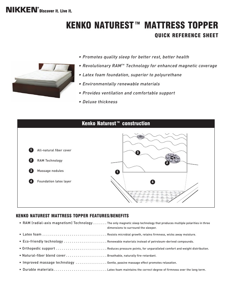 NIKKEN Naturest Topper 061410 | PDF | Mattress | Science