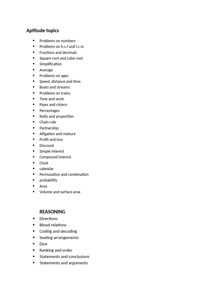 Aptitude Topics | PDF