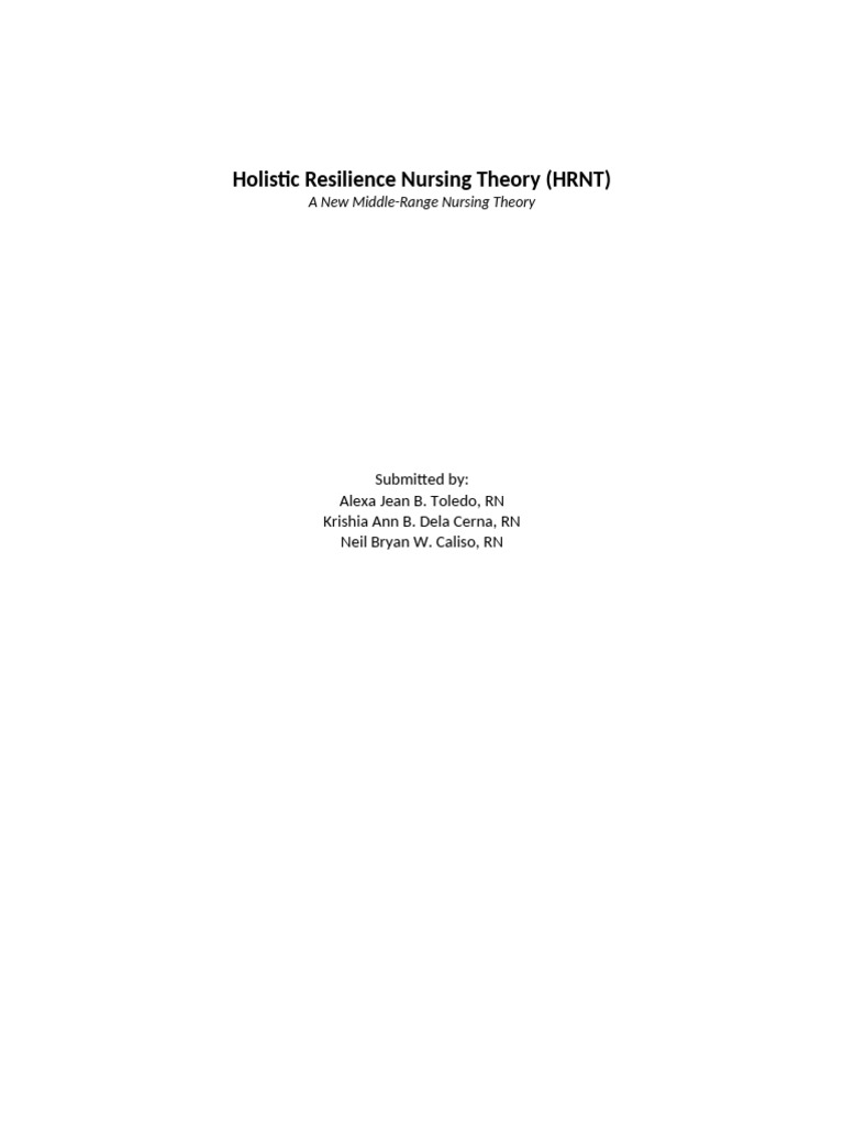 Holistic-Resilience-Nursing-Theory - NRG201-A | PDF | Psychological ...
