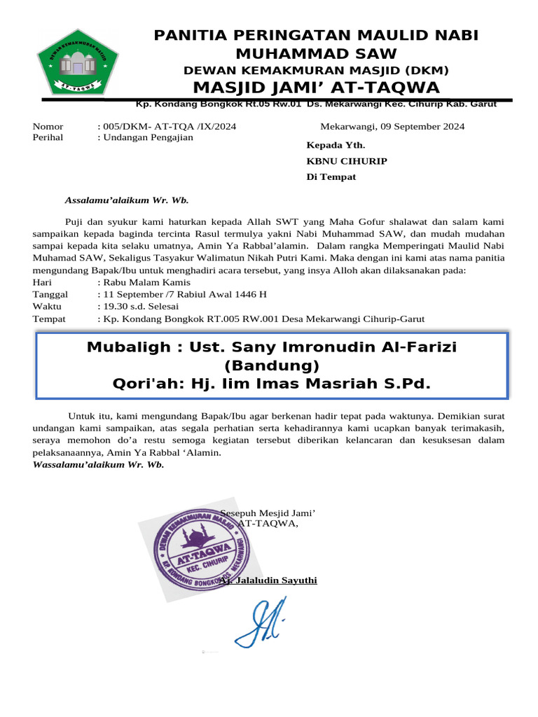 Surat Undanagn Muludan 2024 | PDF
