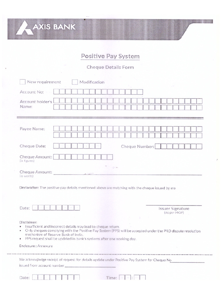 Axis Positive Pay | PDF