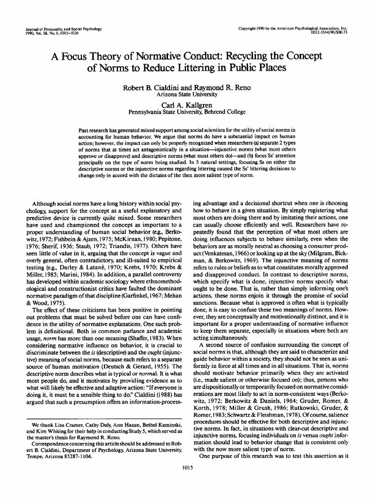 A Focus Theory of Normative Conduct-Recycling the Concept of Norms to ...