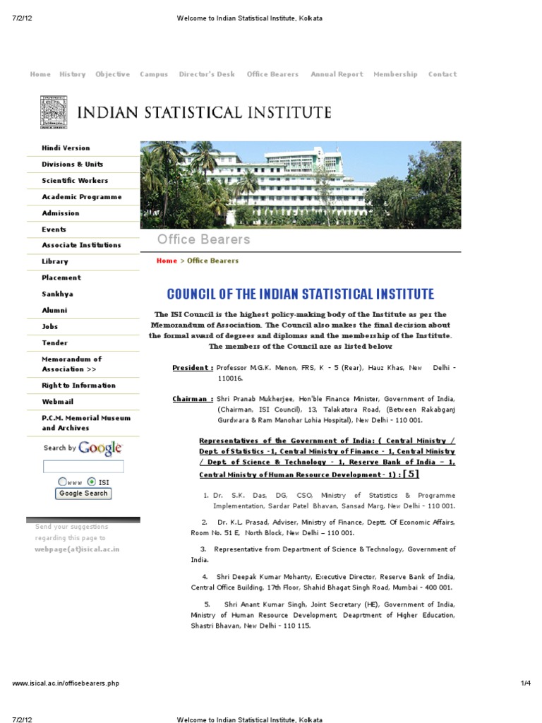 Indian Statistical Institute | PDF | Academia | Science And Technology