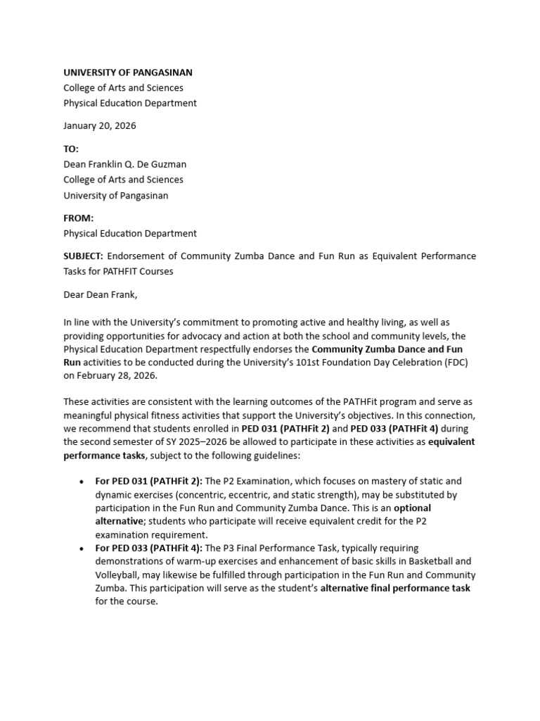 FDC Endorsement Letter 2526 Signed Signed | PDF | Physical Education ...
