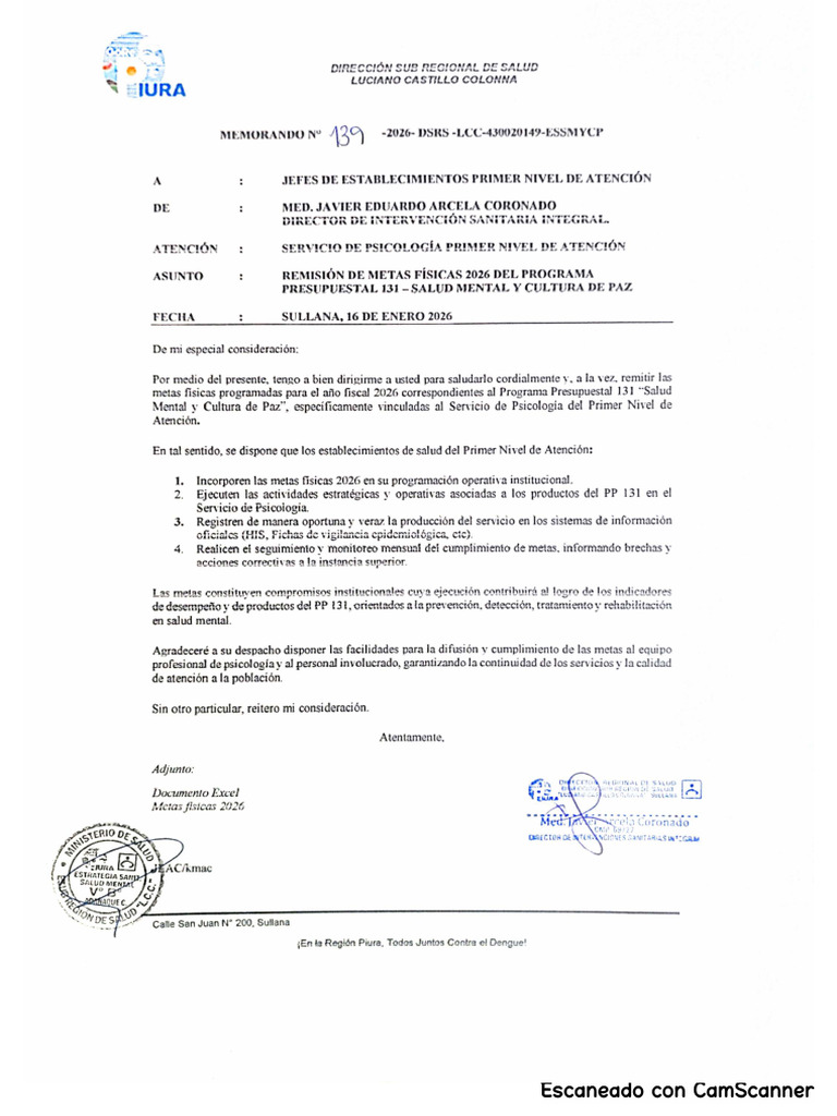 MEMO 139- METAS 2026 (1) | PDF