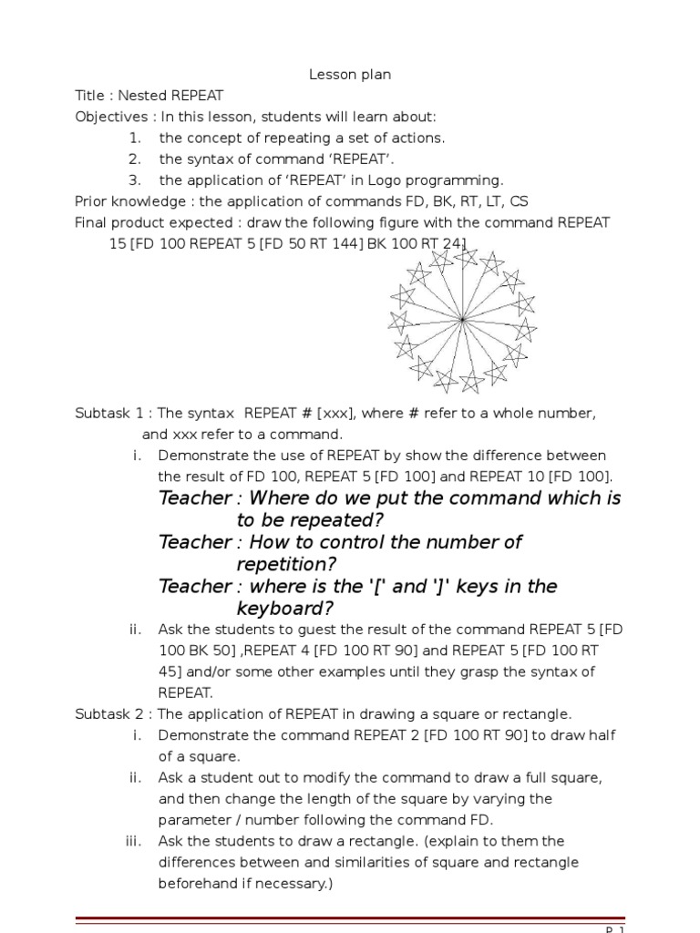 Lesson Plan For Nested REPEAT | PDF | Polygon | Euclidean Plane Geometry