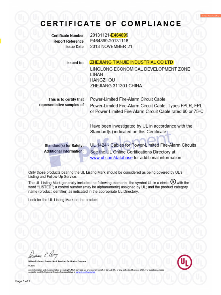A.tianjie UL Certificate | PDF