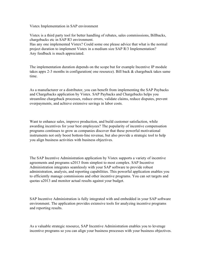 Vistex Implementation in SAP Environment | PDF | Sap Se | Incentive