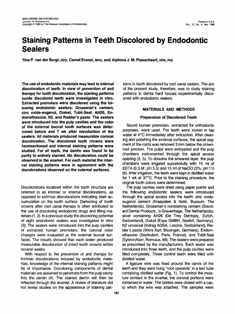 17 Staining Patterns in Teeth Discolored by Endodontic Sealers | PDF ...