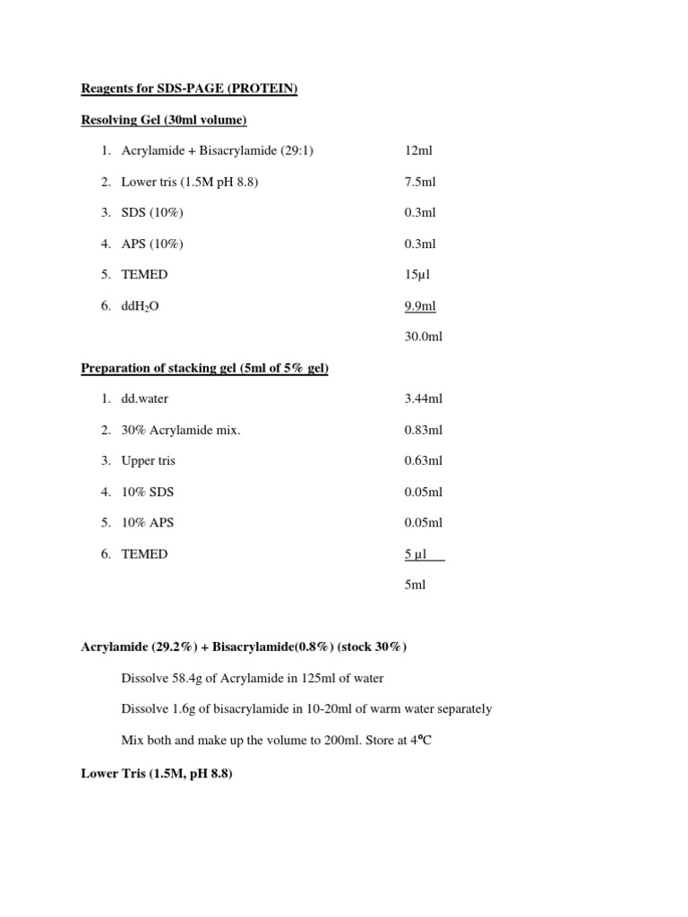 SDS-PAGE Reagents Guide | PDF