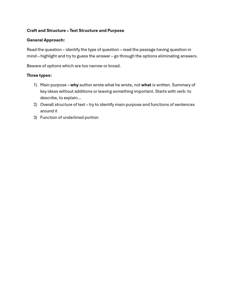 Lesson 2 - Craft and Structure - Text Structure and Purpose - Questions ...