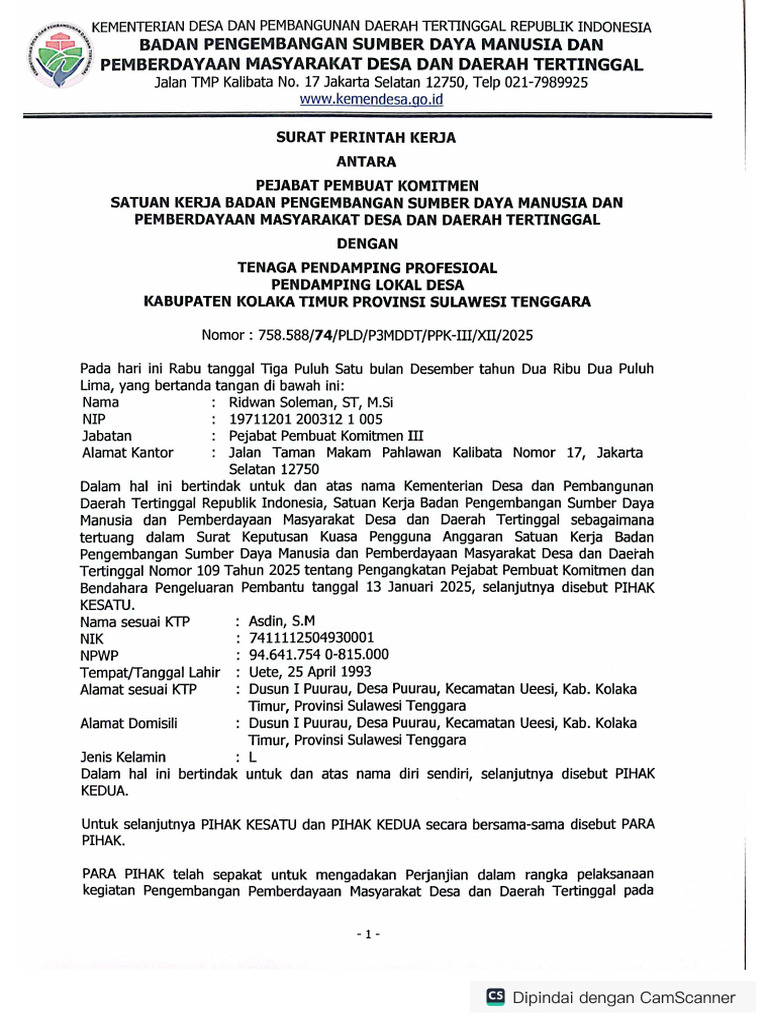 Sultra Asdin PLD Kolaka Timur SPK TPP 2026 | PDF