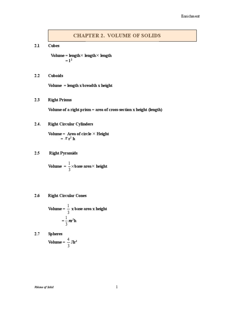 Chapter 2 II Volume (ENRICH) | PDF | Volume | Sphere
