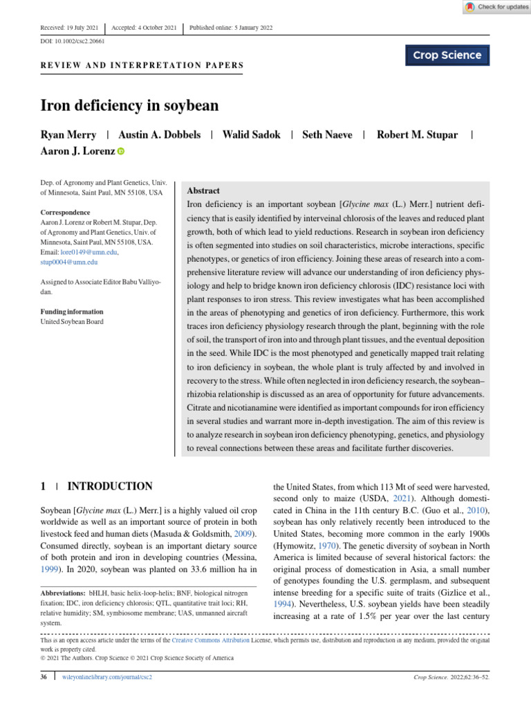 Iron deficiency in soybean | PDF | Plant Nutrition | Soil