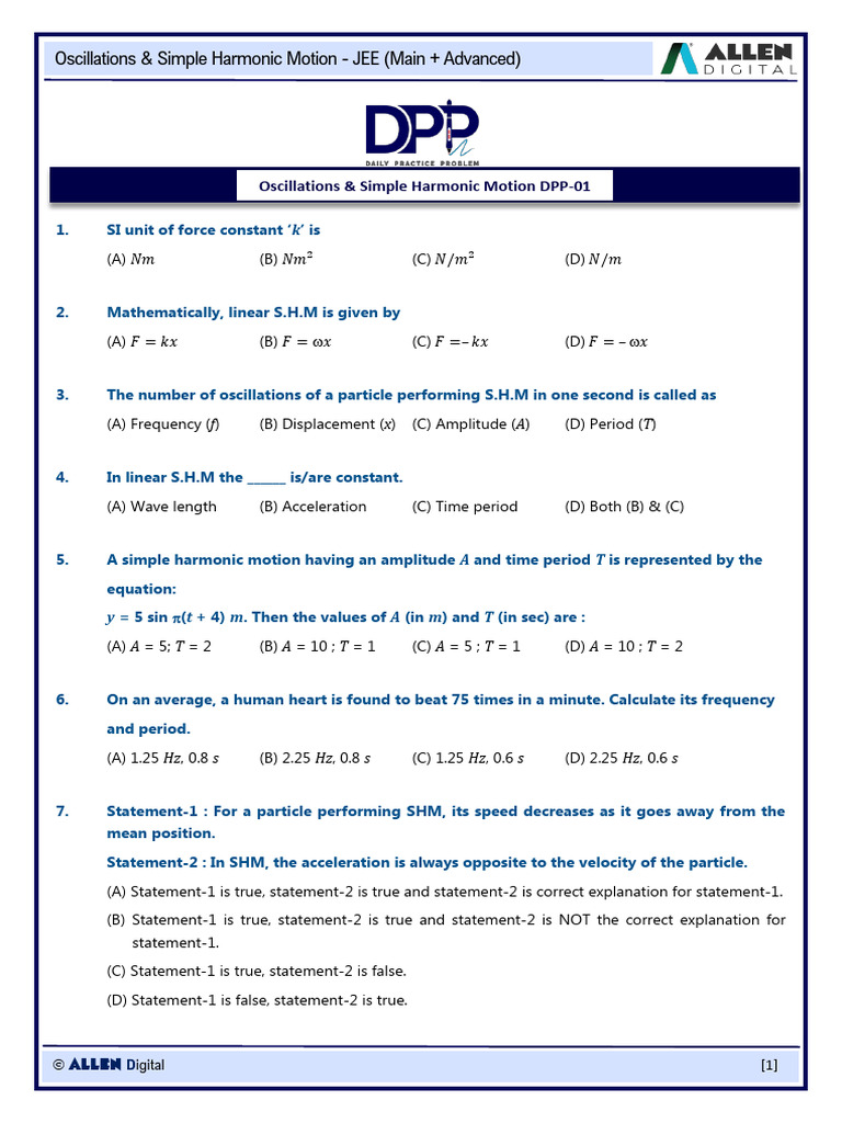 SHM | PDF | Oscillation | Mechanics