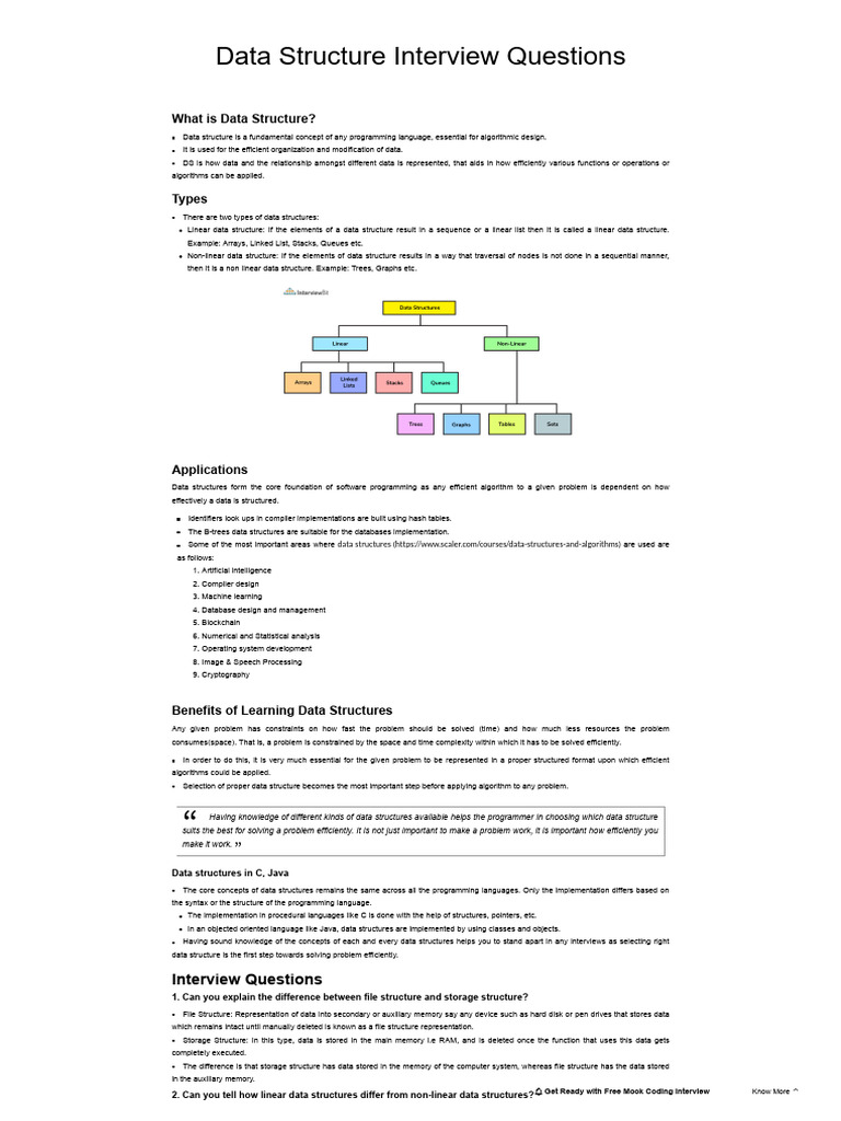 Data Structure Interview Question | PDF | Queue (Abstract Data Type ...