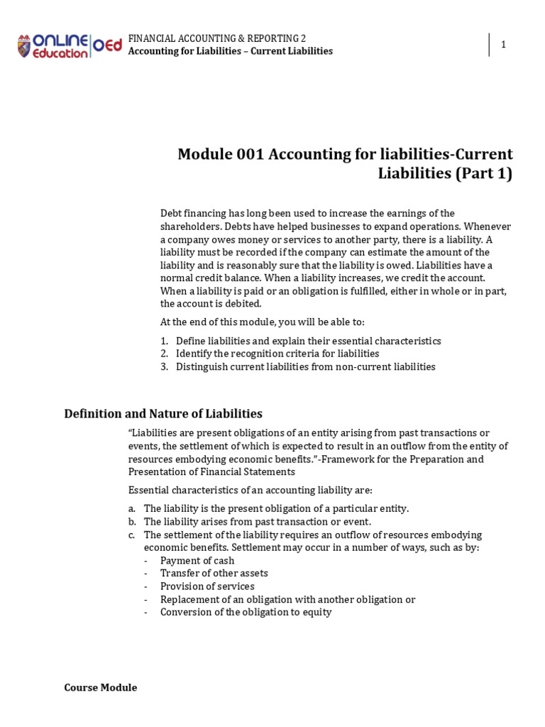 Week 1 (1) - Accounting for Liabilities-Current Liabilities (Part 1 ...