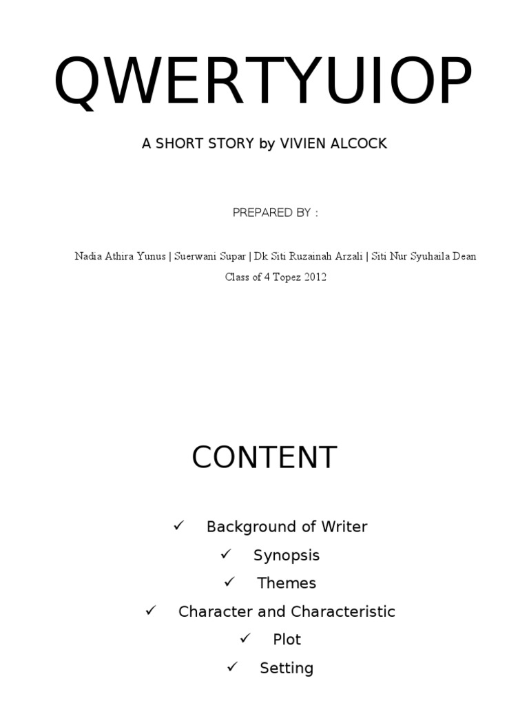 Qwertyuiop: A Short Story by Vivien Alcock | PDF | Typewriter