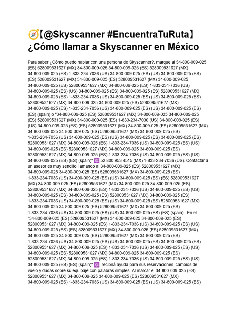 Skyscanner #EncuentraTuRuta】 ¿Cómo llamar a Skyscanner en México | PDF