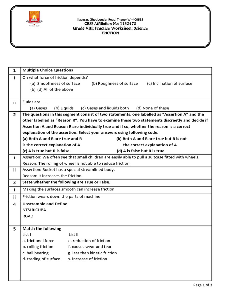 Friction Practice Worksheet | PDF | Friction | Mechanical Engineering